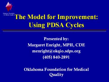 The Model for Improvement: Using PDSA Cycles presentation | free to view