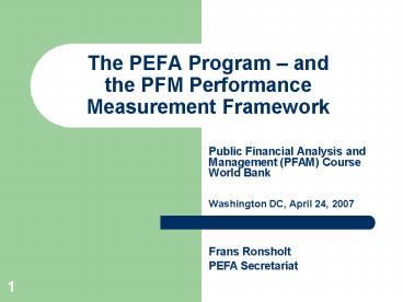 The PEFA Program presentation | free to download