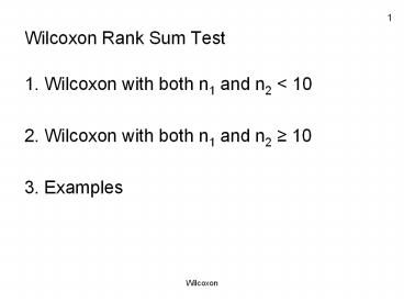 Wilcoxon Rank Sum Test presentation | free to download