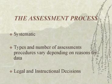 THE ASSESSMENT PROCESS presentation | free to view
