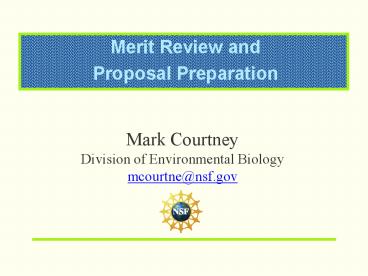 Merit Review and Proposal Preparation presentation | free to view