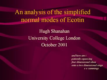 PPT – An analysis of the simplified normal modes of Ecotin PowerPoint ...