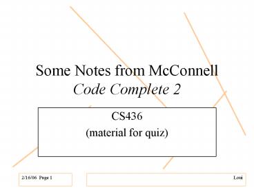 Some Notes from McConnell Code Complete 2 presentation | free to view