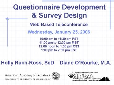 Questionnaire Development presentation | free to view