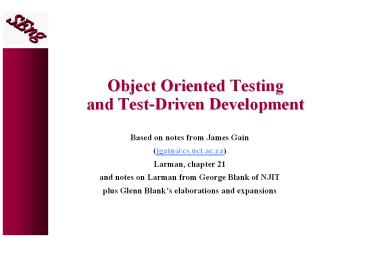 Object Oriented Testing and Test-Driven Development presentation | free ...