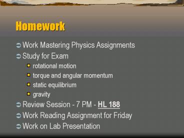 PPT – Homework PowerPoint presentation | free to view - id: 87e77-ZDc1Z