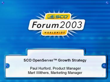 SCO OpenServer presentation | free to download