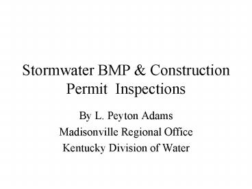 Stormwater BMP presentation | free to view