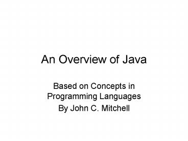 PPT – An Overview of Java PowerPoint presentation | free to view - id ...