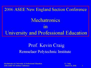 Mechatronics in University presentation | free to view