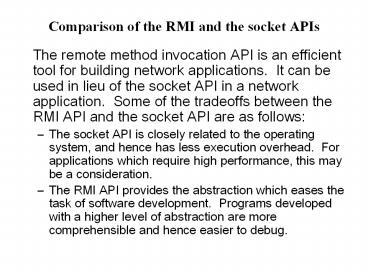 PPT – Comparison of the RMI and the socket APIs PowerPoint presentation ...
