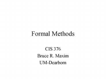 Formal Methods presentation | free to view