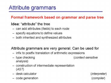Attribute grammars presentation | free to view
