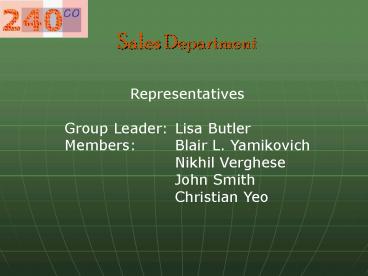 Sales Department presentation | free to view