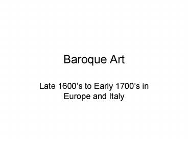 Baroque Art presentation | free to view