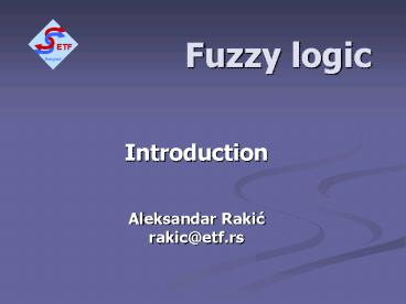 Fuzzy logic 1 presentation | free to view