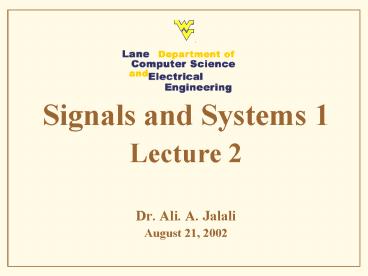 Signals and Systems 1 presentation | free to view