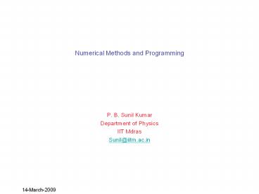 Numerical Methods and Programming presentation | free to download