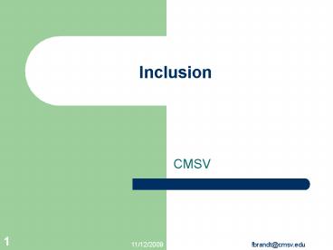 Inclusion presentation | free to view