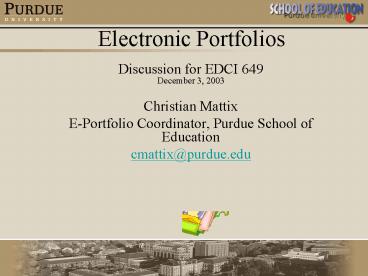 Electronic Portfolios presentation | free to view