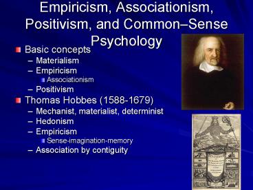 Empiricism, Associationism, Positivism, and CommonSense Psychology ...