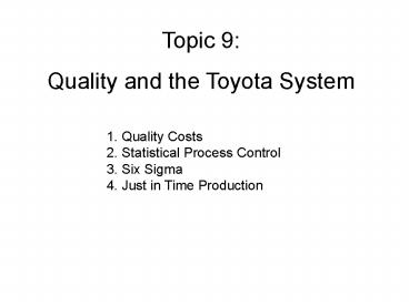 Quality and the Toyota System presentation | free to view