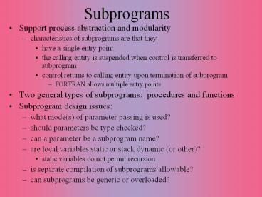 PPT – Subprograms PowerPoint presentation | free to download - id ...