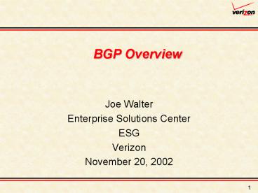BGP Overview presentation | free to view