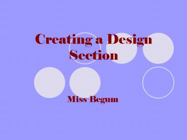 PPT – Creating a Design Section PowerPoint presentation | free to ...