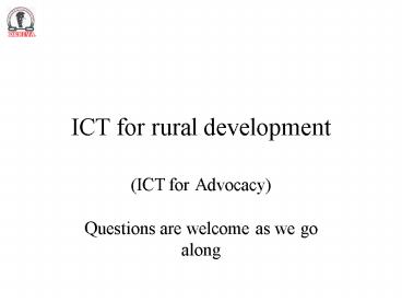 ICT for rural development presentation | free to view