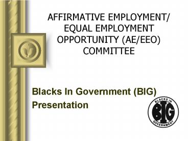 AFFIRMATIVE EMPLOYMENT EQUAL EMPLOYMENT OPPORTUNITY AEEEO COMMITTEE ...