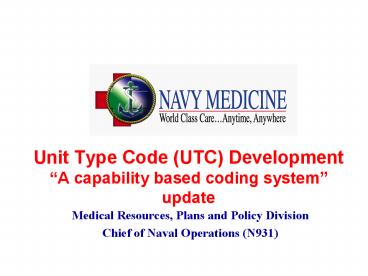 Unit Type Code UTC Development A capability based coding system update ...