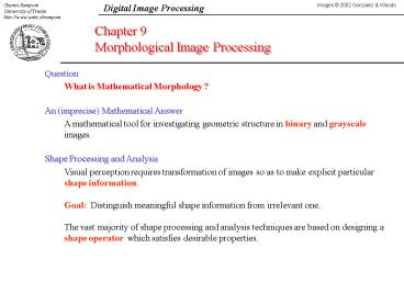 Morphological Image Processing presentation | free to view