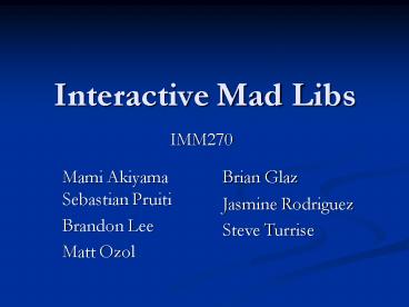 Interactive Mad Libs presentation | free to view