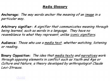Media Glossary presentation | free to download