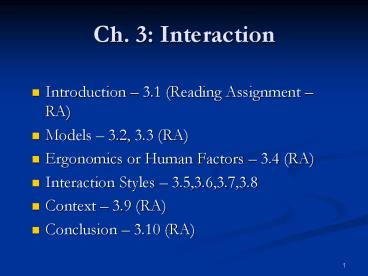 Ch. 3: Interaction presentation | free to download