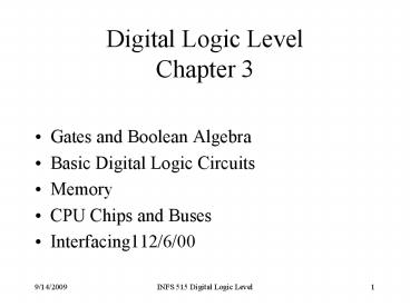 Digital Logic Level Chapter 3 presentation | free to view