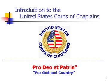 Introduction to the United States Corps of Chaplains presentation ...