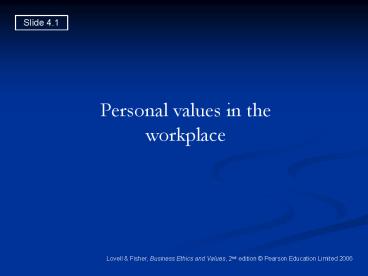 Personal values in the workplace presentation | free to view
