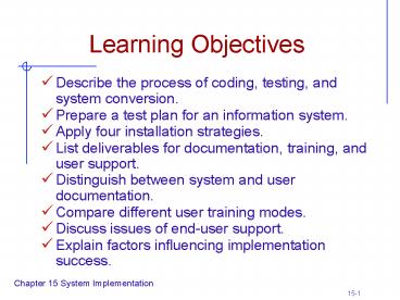 PPT – Learning Objectives PowerPoint presentation | free to view - id ...