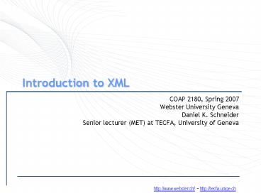 Introduction to XML presentation | free to view