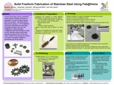 Solid Freeform Fabrication of Stainless Steel Using FabHome ...