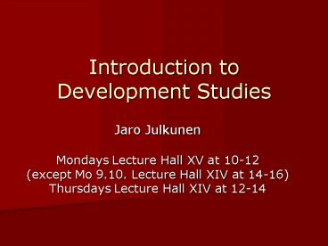 Introduction to Development Studies presentation | free to view