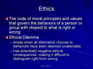 The code of moral principles and values that govern the behaviors of a ...