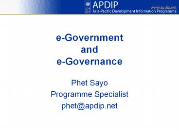 e-Government and e-Governance presentation | free to view