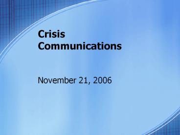 Crisis Communications presentation | free to view