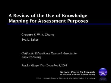 A Review of the Use of Knowledge Mapping for Assessment Purposes ...