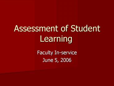 PPT – Assessment of Student Learning PowerPoint presentation | free to ...