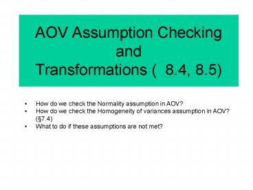 AOV Assumption Checking and Transformations 8.4, 8.5 presentation ...