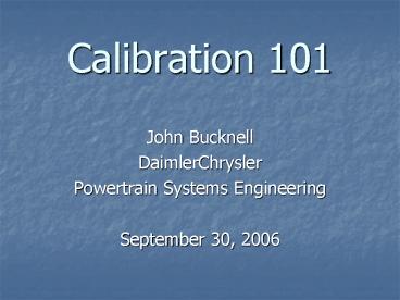 Calibration 101 presentation | free to view